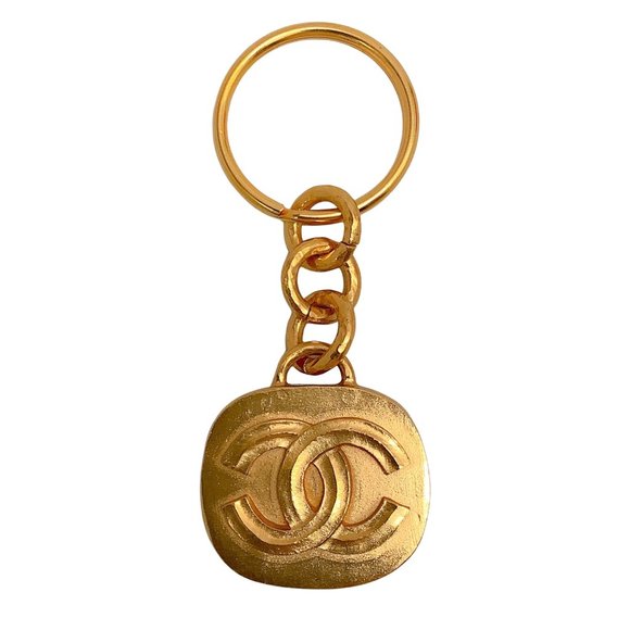 CHANEL | Accessories | Chanel Gold Logo Red Stone Keychain | Poshmark